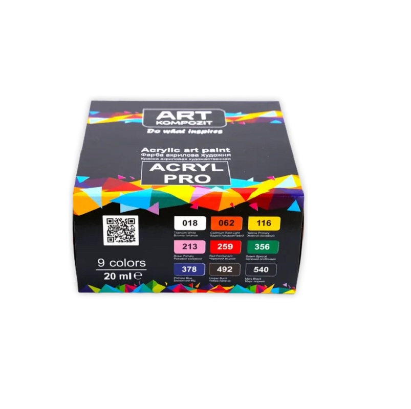Набір акрилових фарб Acryl Pro, 9х20 мл, Art Kompozit