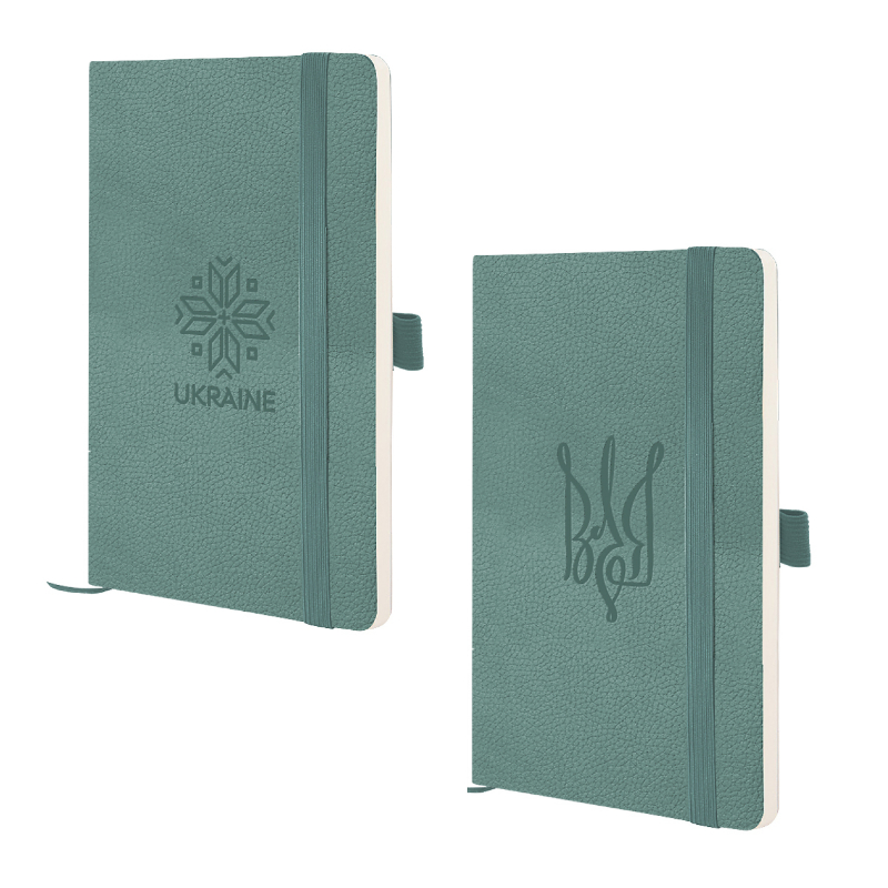 Книга записна Partner Soft Skin, сіро-смарагдова, клітинка, 12,5х19,5 см, 96 л., Axent